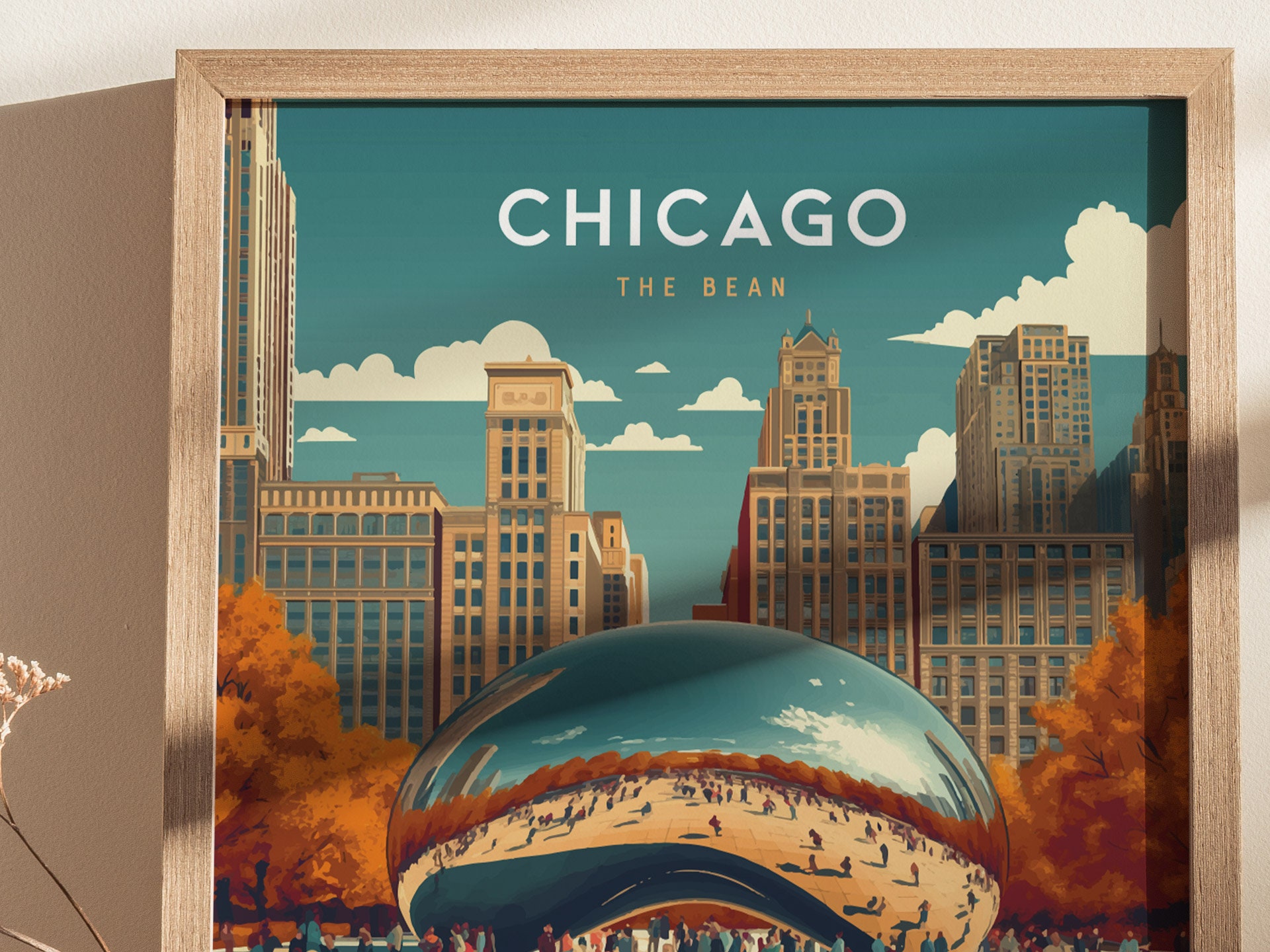 Chicago Travel Poster, Chicago Poster Print, Chicago Bean Wall Art ...