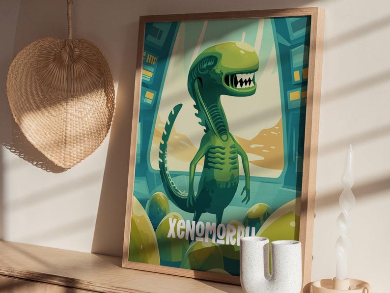 Xenomorph - Cute Cryptids Series Kids Room Framed Poster Art Toddler ...