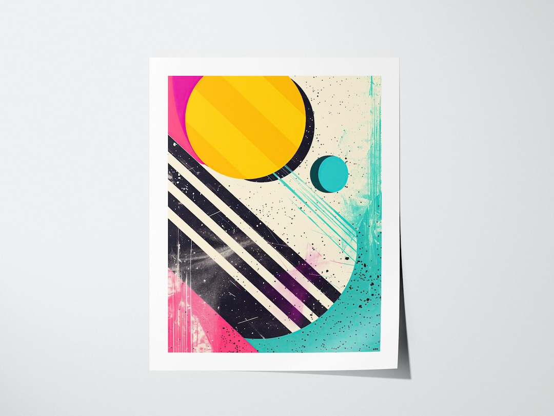 1980s Abstract Geometric Print: Retro Vintage Wall Art (digital ...