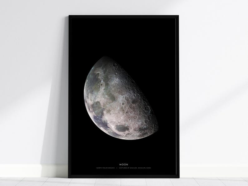 NASA Moon Print: Galileo Lunar Surface Photo - Full Bleed Space Art - Etsy