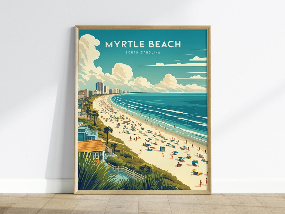 Myrtle Beach Framed Travel Poster, South Carolina Wall Art, South ...