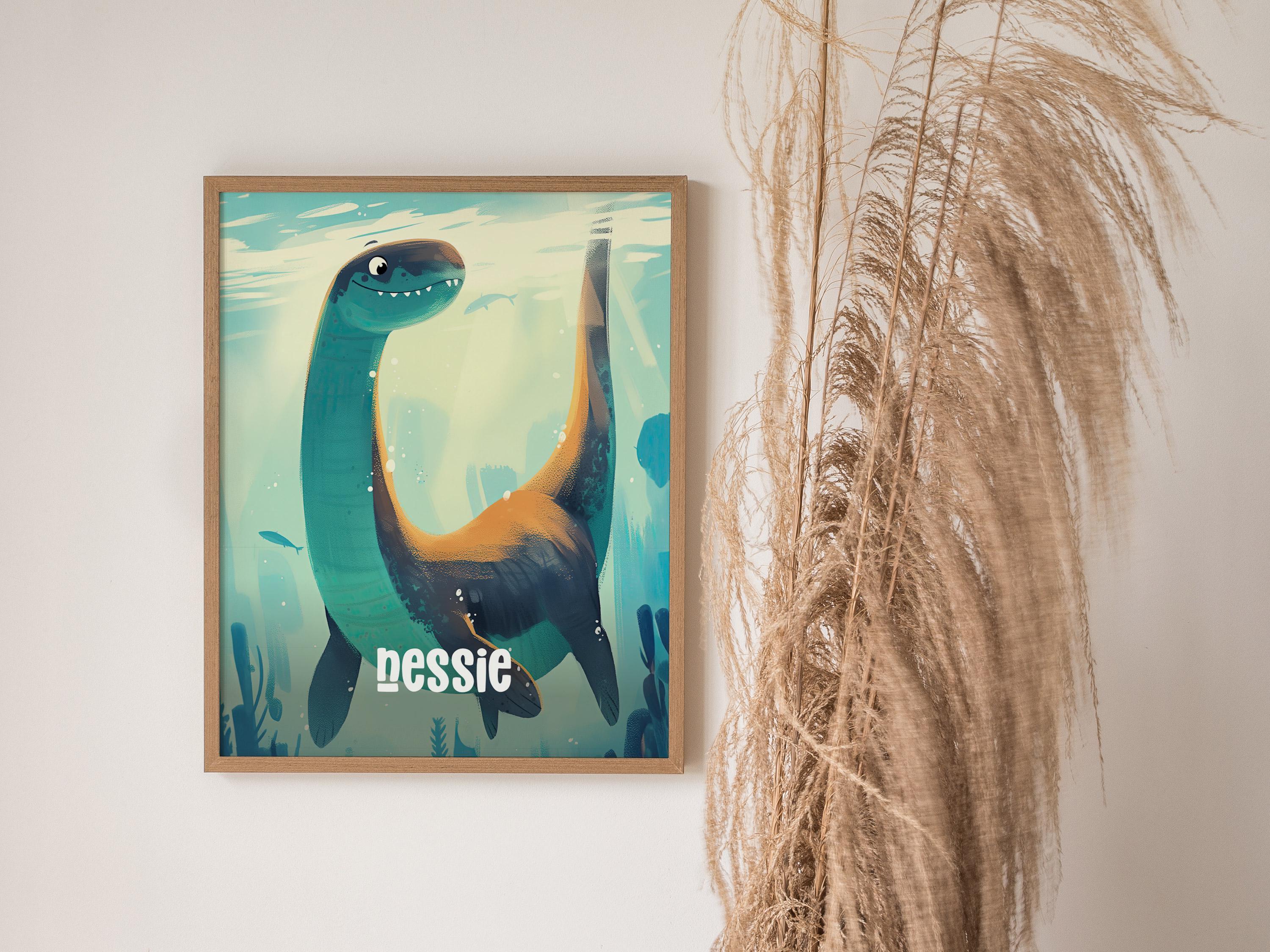 Nessie - Cute Cryptids Series Loch Ness Monster Kids Room Framed Poster ...
