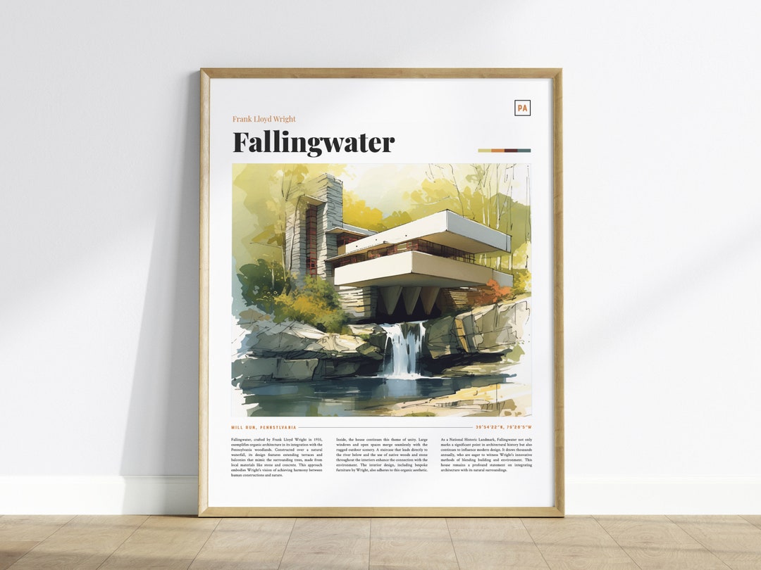 Fallingwater Framed Travel Poster, Architecture Series, Pennsylvania ...