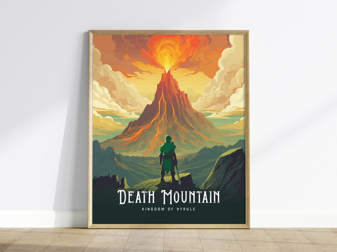 Zelda Death Mountain Framed Wall Art Hyrule Poster Design, Link Volcano ...