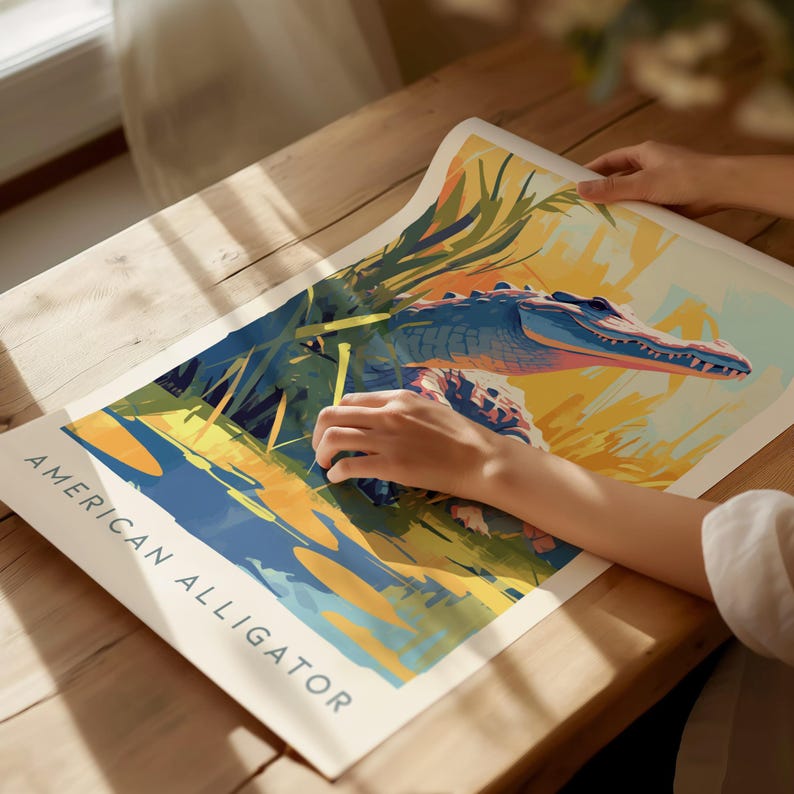 American Alligator Art Print: Florida Wildlife, Modern Nature Wall ...