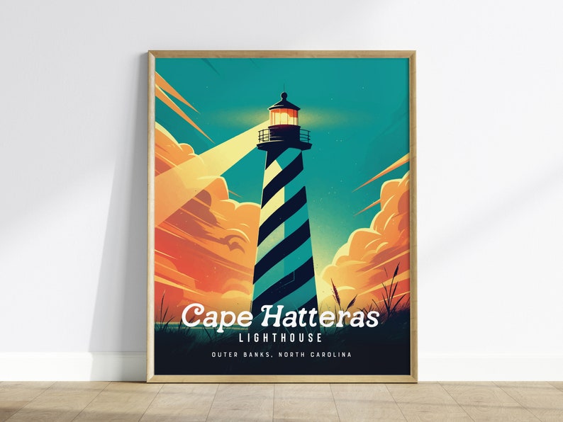 Cape Hatteras Lighthouse Framed Wall Art, North Carolina Outer Banks ...