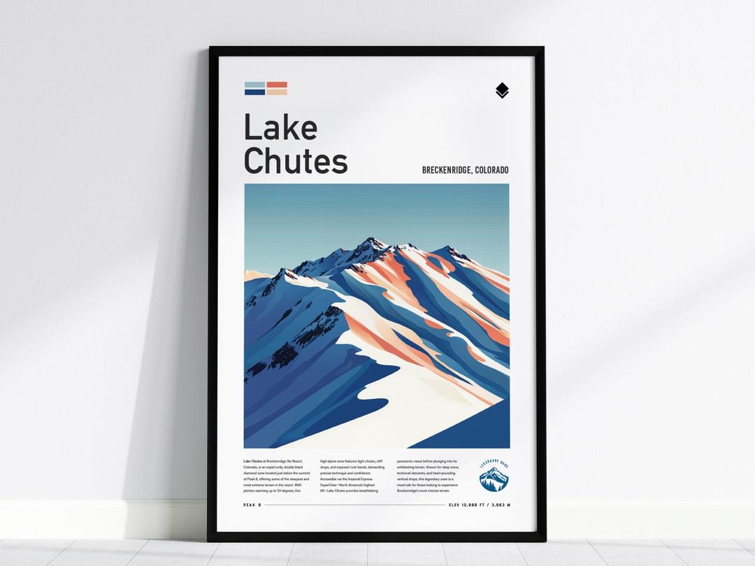 Póster enmarcado de la pista de esquí Lake Chutes / Breckenridge Resort ...
