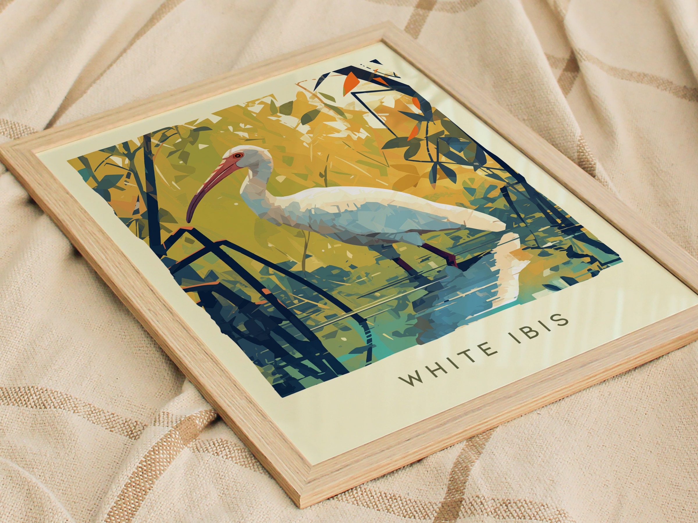 White Ibis Poster Wall Art, Florida Bird Print, Mangrove Wildlife Art ...