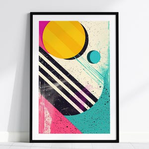1980s Abstract Geometric Print: Retro Vintage Wall Art (digital ...