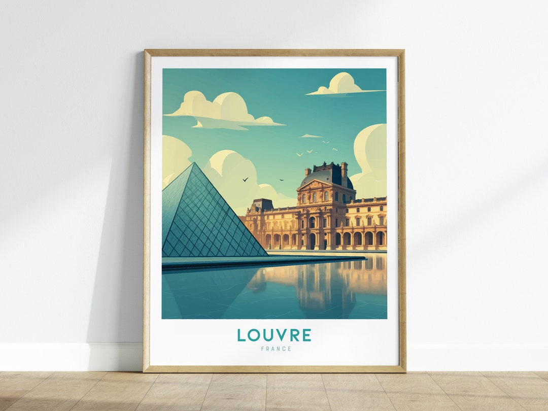 Louvre Museum Paris Travel Poster: Framed Wall Art Print - Etsy