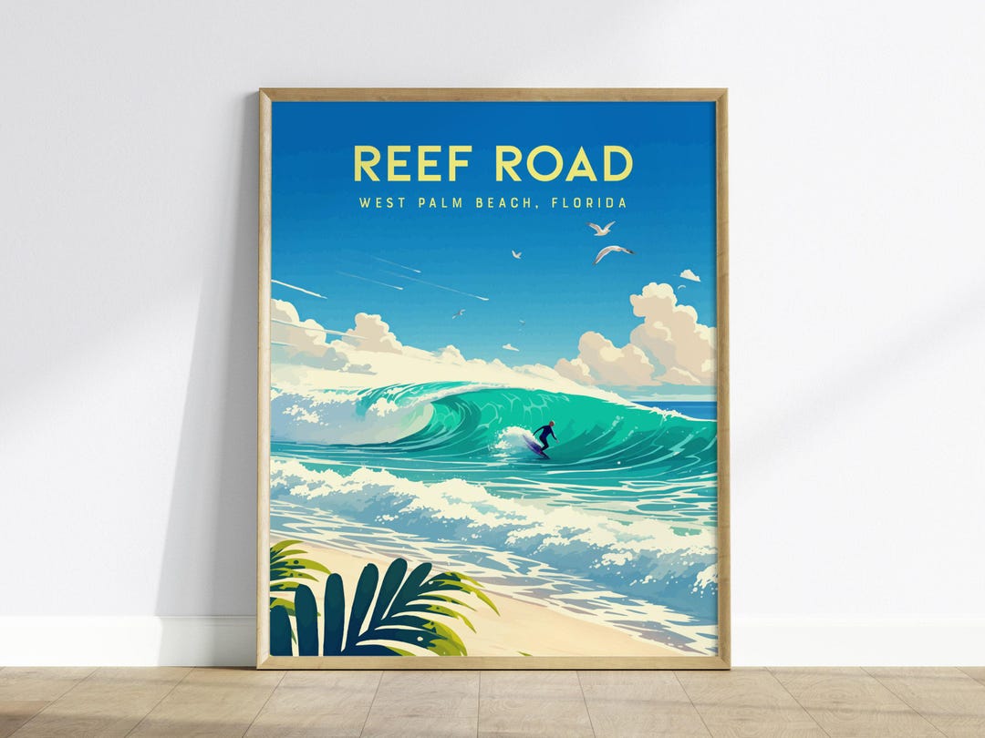 Reef Road Surf Poster: West Palm Beach Travel Print - Etsy