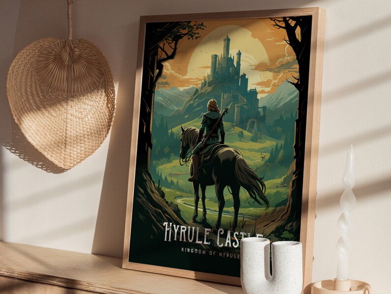 Zelda Hyrule Castle Framed Wall Art Epona Field Poster Design, Link ...