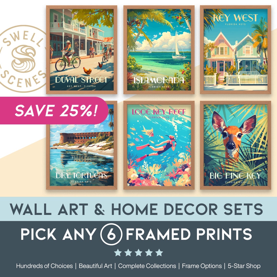 Pick 6 Framed Poster Bundle - Travel Prints, Location Wall Art, Home ...