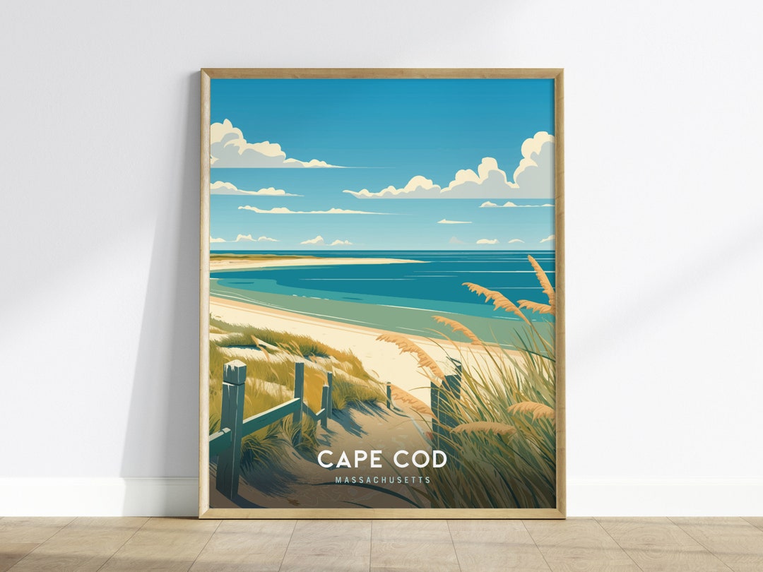 Cape Cod Travel Poster, Massachusetts - Beautiful Beach Scene, Ideal ...