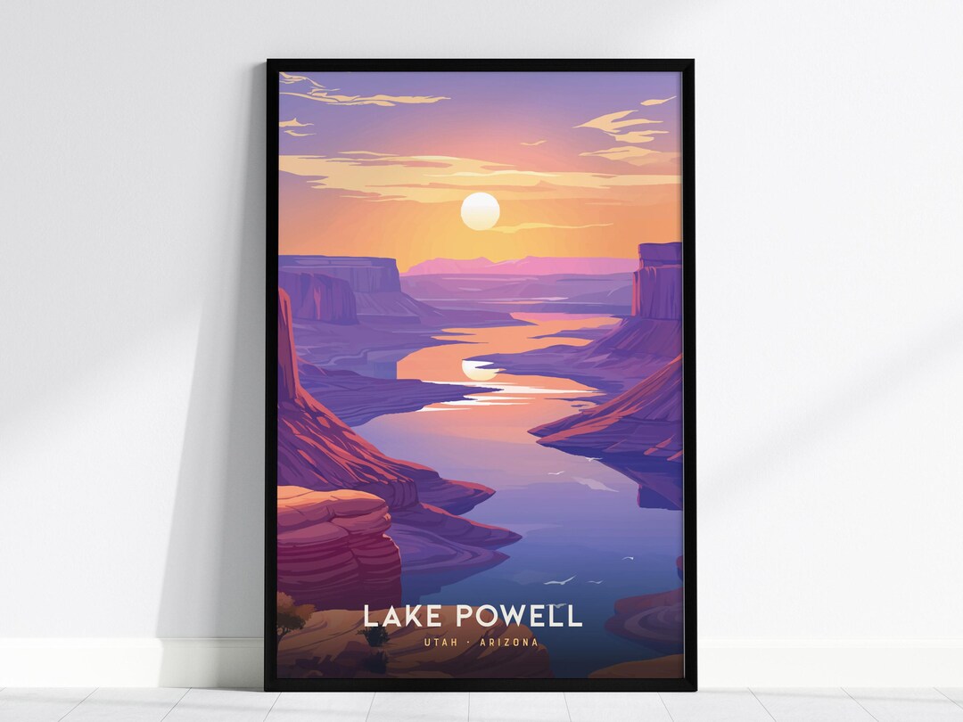Lake Powell Sunset Poster: Utah Arizona Canyon Landscape Wall Art Print ...