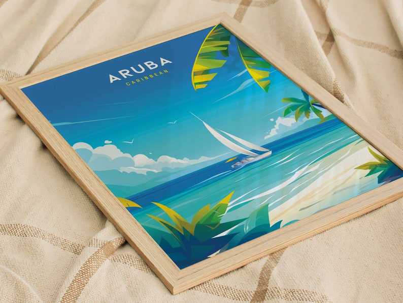 Aruba Travel Poster, Aruba Caribbean Poster Print, Aruba Caribbean ...