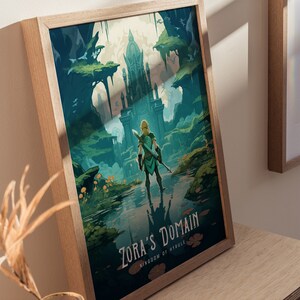 Zelda Zora's Domain Framed Wall Art Hyrule Zora Poster Design, Link ...