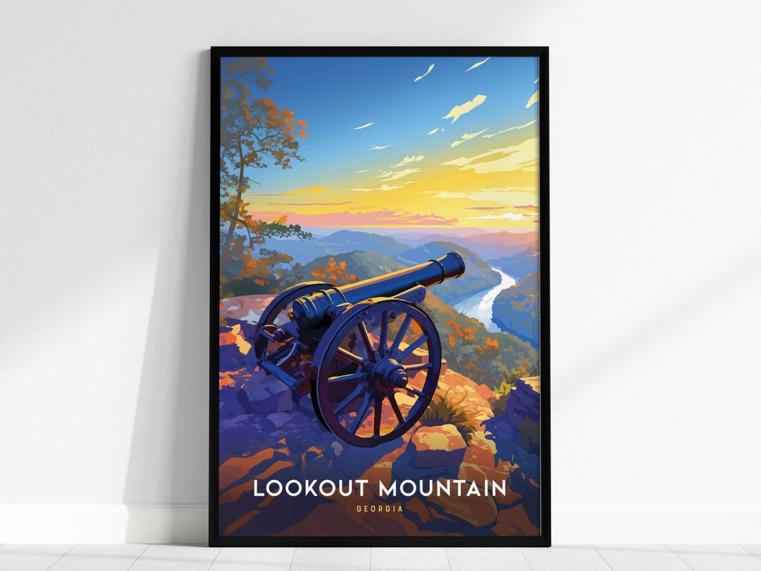 Lookout Mountain, Georgia Poster – Iconic Sunset Scene With Cannon ...