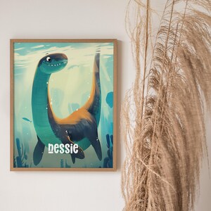 Nessie - Cute Cryptids Series Loch Ness Monster Kids Room Framed Poster ...
