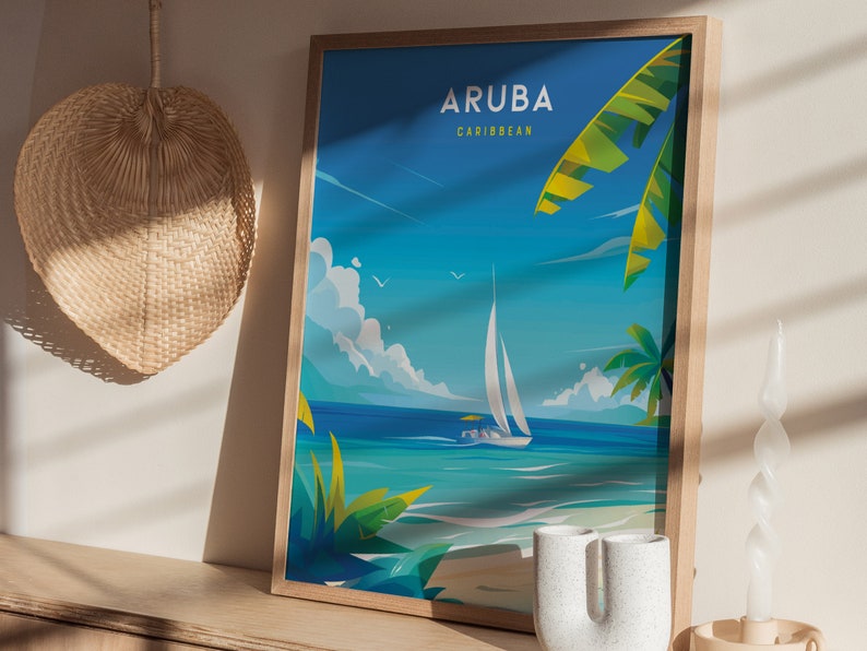 Aruba Travel Poster, Aruba Caribbean Poster Print, Aruba Caribbean ...