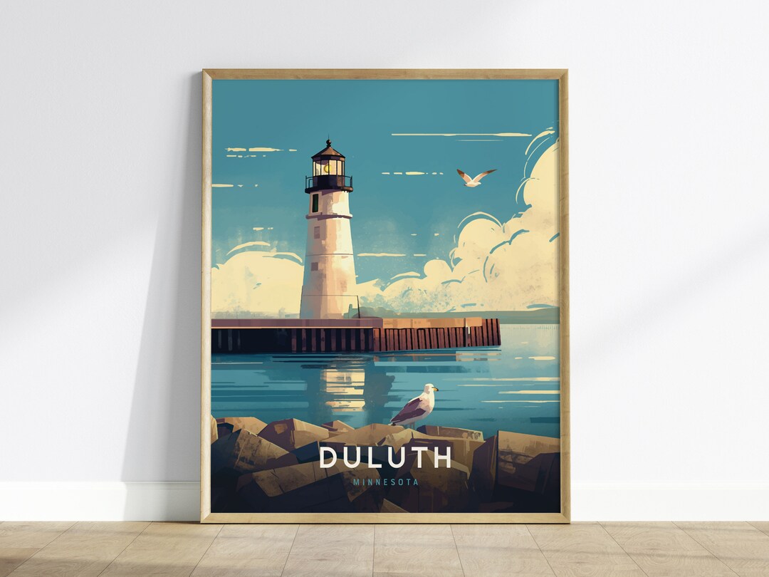 Duluth Harbor North Pier Lighthouse Poster, Minnesota Lighthouse Wall ...