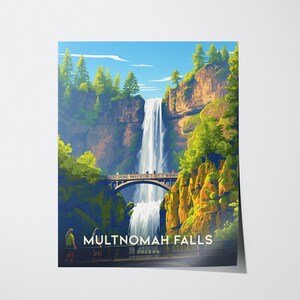 Multnomah Falls Oregon Poster, Waterfall Wall Art, Framed/unframed ...