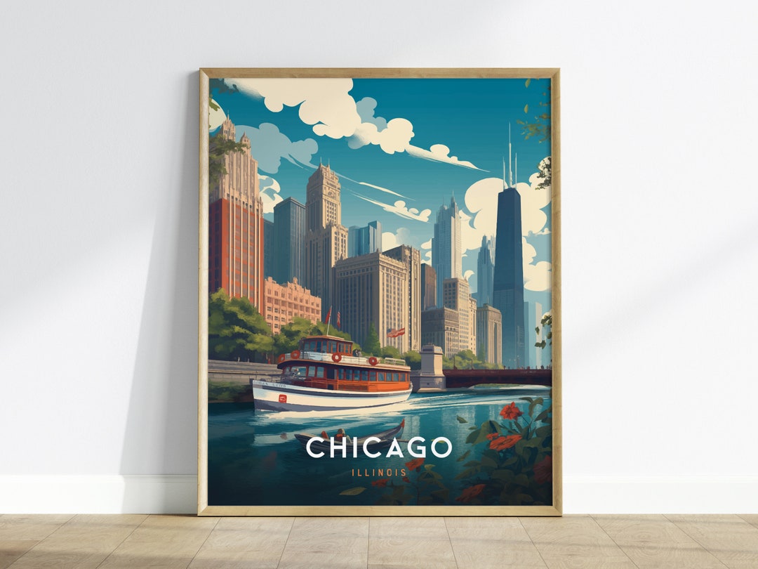 Chicago Framed Travel Poster, Chicago Poster Print, Chicago City ...