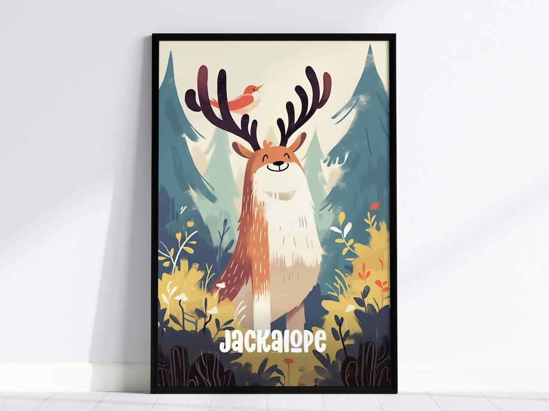 Jackalope - Cute Cryptids Series Kids Room Framed Poster Art Toddler ...