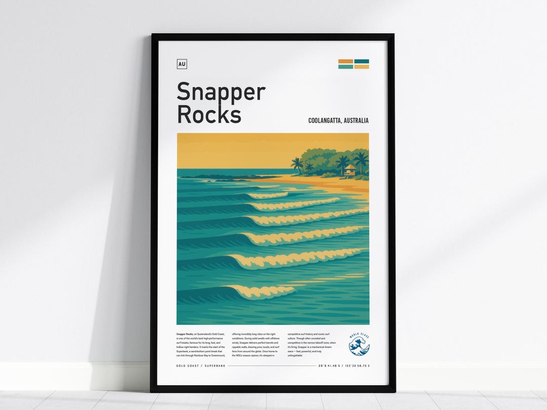 Snapper Rocks Surf Art Print: Gold Coast Superbank Wave - Etsy