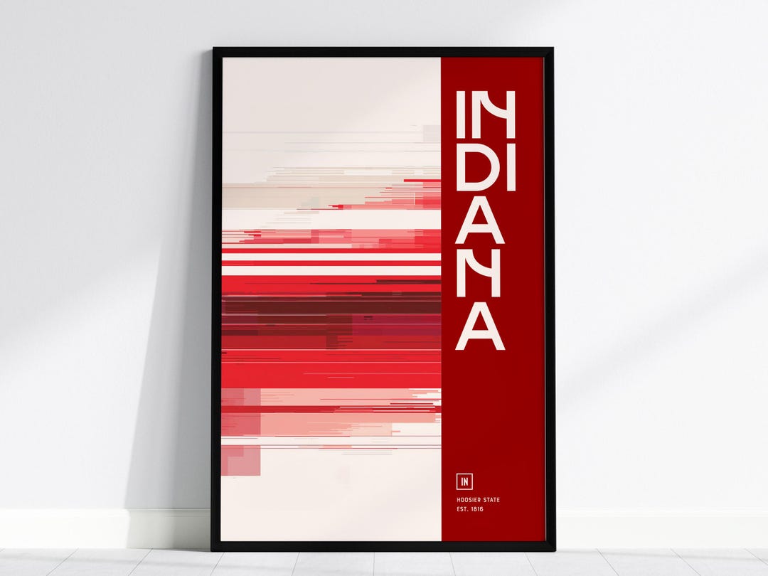 Indiana, the Hoosier State Poster Abstract Colorful Design, Available ...