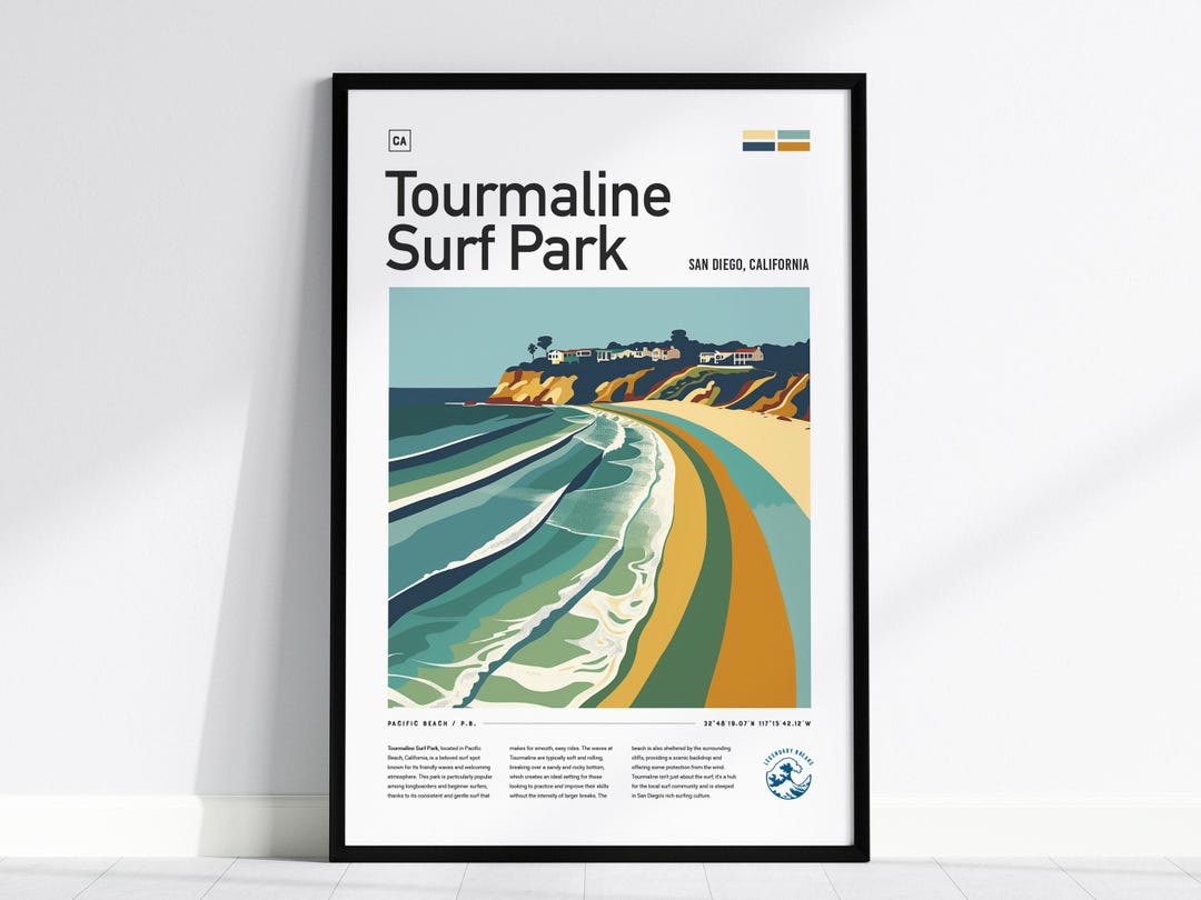 Tourmaline Surf Park Poster: San Diego Beach Art, California Surf Print ...