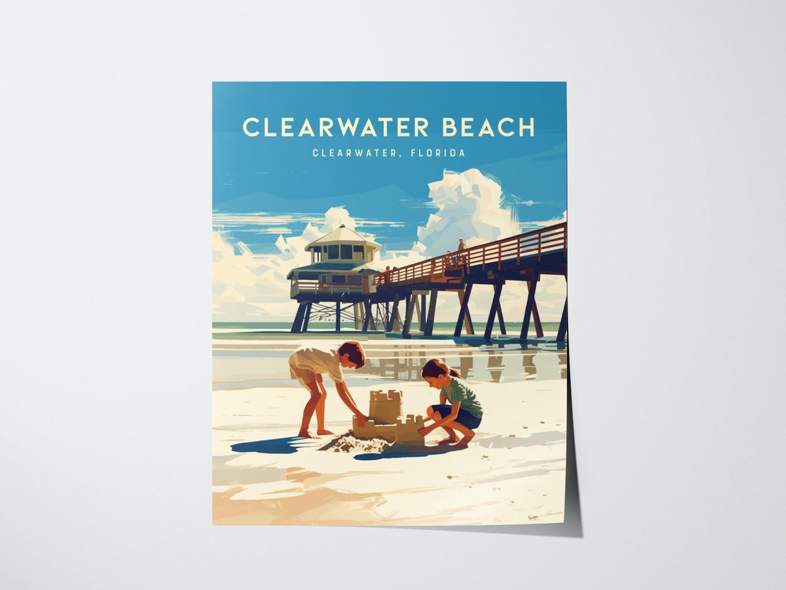 Clearwater Beach Florida Print: Sandcastle Pier Coastal Art, Framed or ...