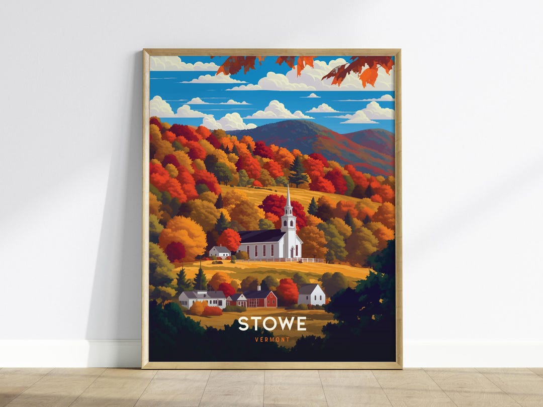 Stowe Vermont Poster: Church Steeple, Fall Colors, New England Decor - Etsy