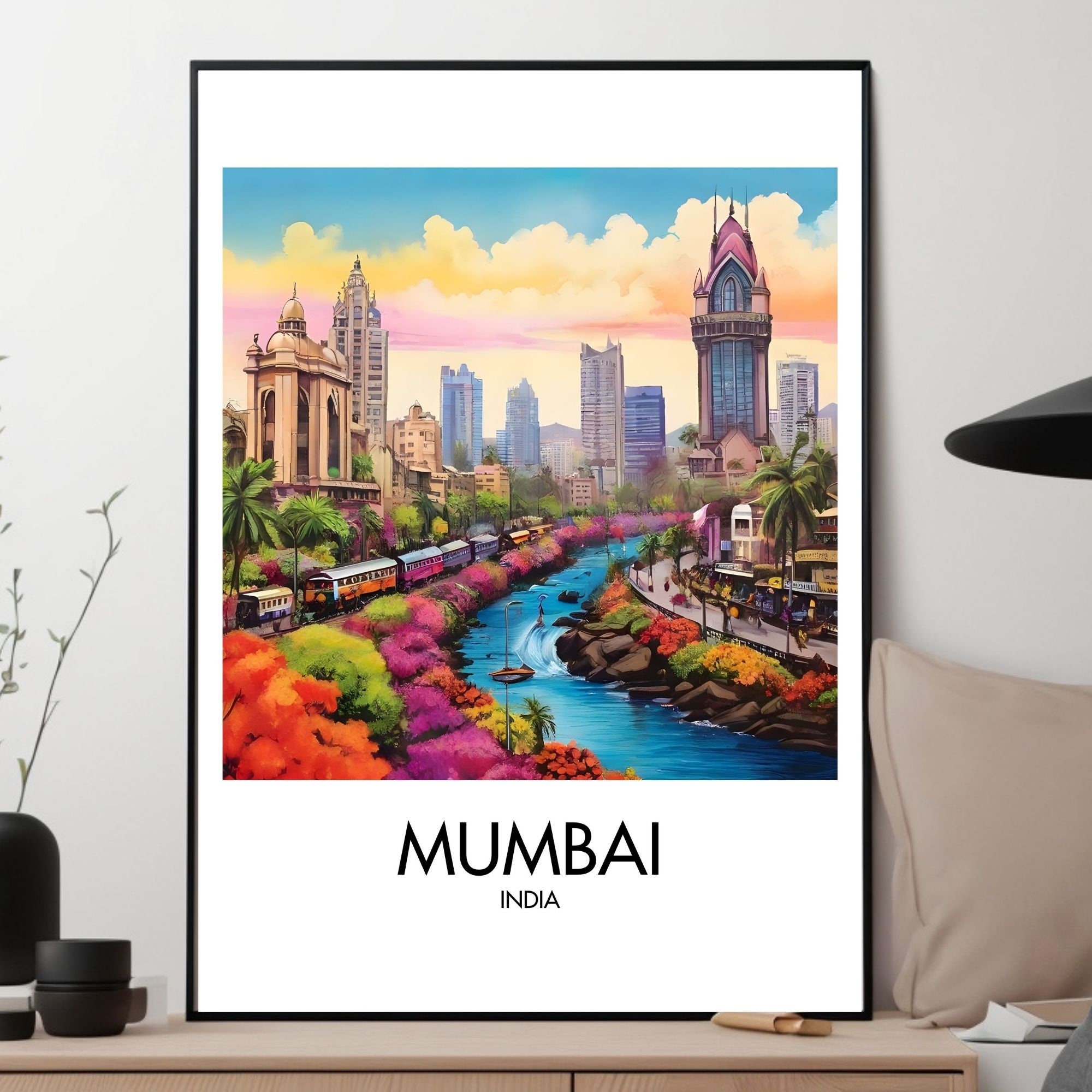 Mumbai Wall Art, Mumbai India Poster, Mumbai Travel Art, India Painting ...