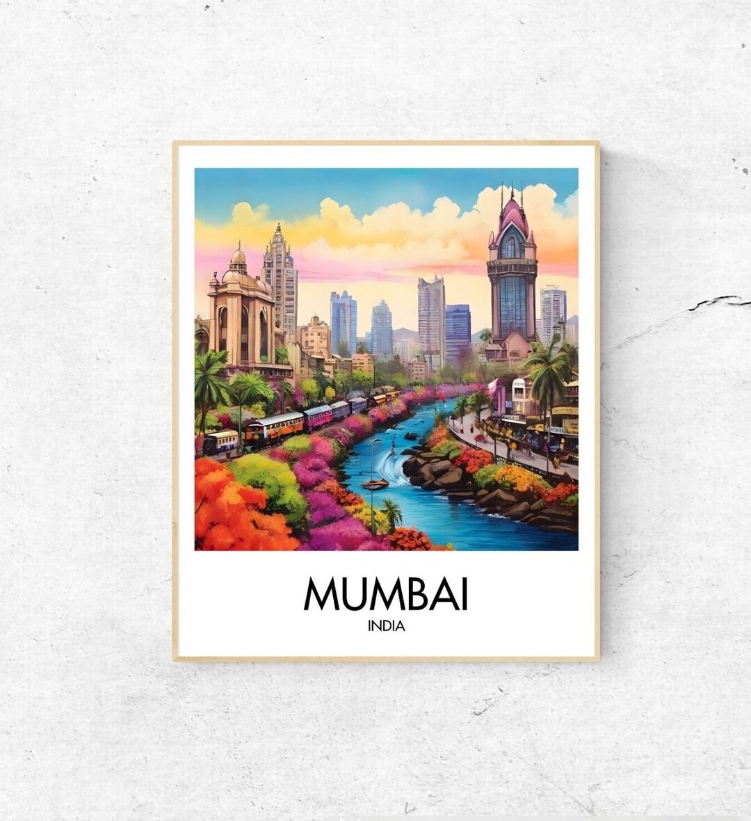 Mumbai Wall Art, Mumbai India Poster, Mumbai Travel Art, India Painting ...