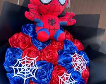 Spider-man Style Eternal Rose Bouquet Handmade fake Flowers Anniversary ...