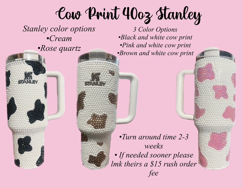 40oz Cow Print Stanley Full Bling - Etsy