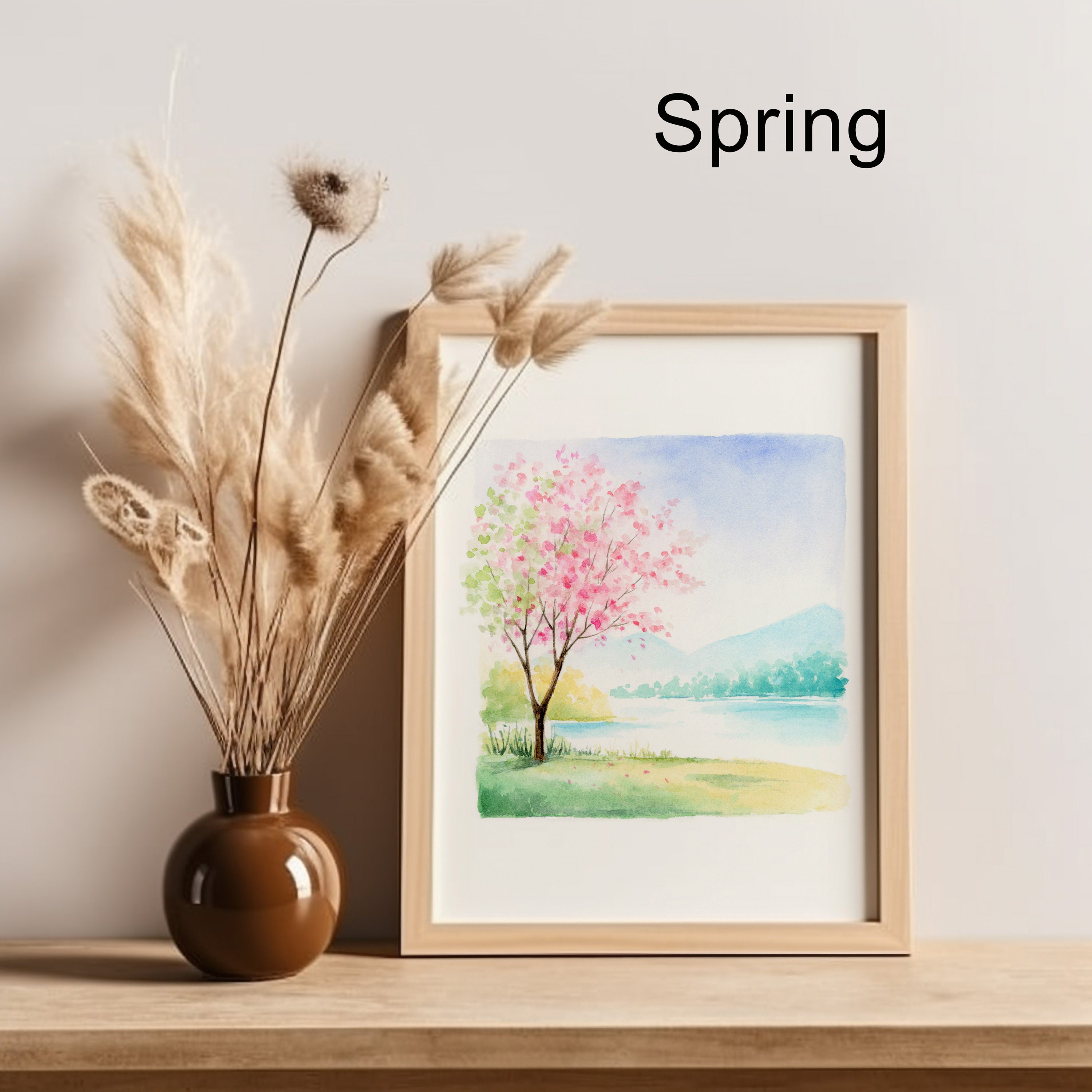 Set of 4 Tree Prints, Four Seasons Art Print, Four Seasons Watercolor ...