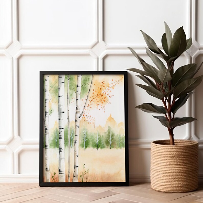 Aspen Trees Watercolor Print, Tree Art Print, Autumn Wall Art Decor ...