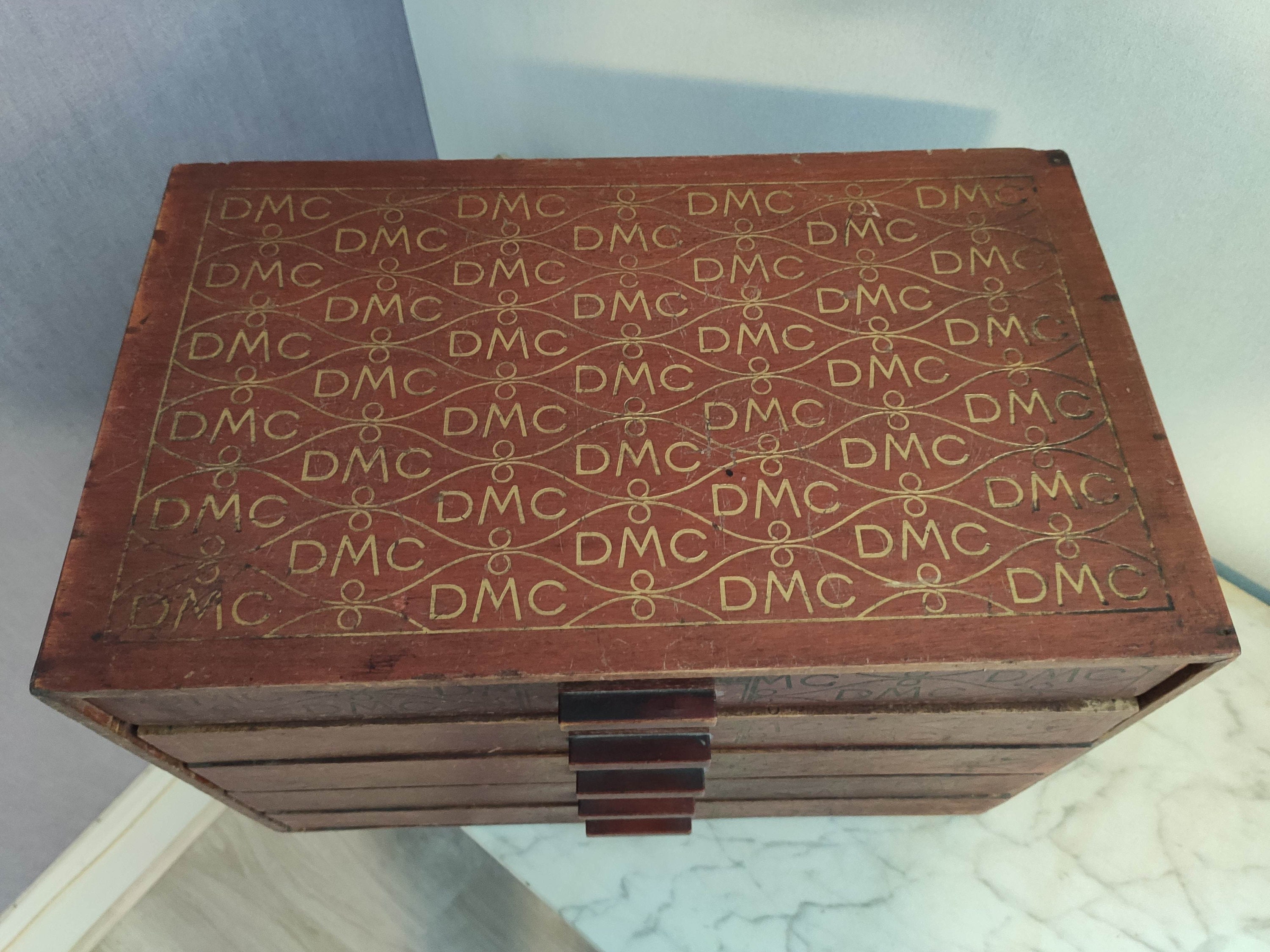 Old DMC Wooden Cotton Box From the 1920s in Its Original State ...