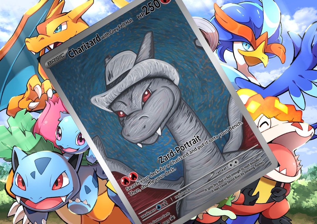 Charizard With Gray Felt Hat Gx V Vsstar Pokemon Custom Card ...