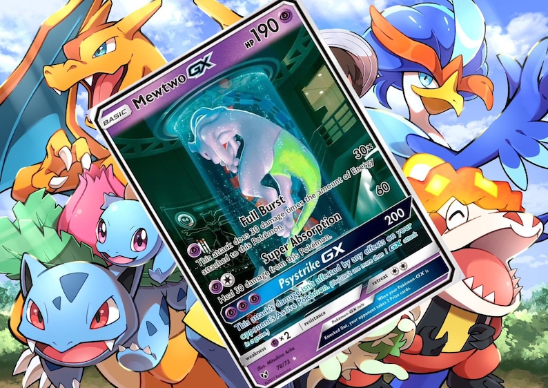 Mewtwo Gx V Ex Vstar Pokemon Custom Card Holographic - Etsy