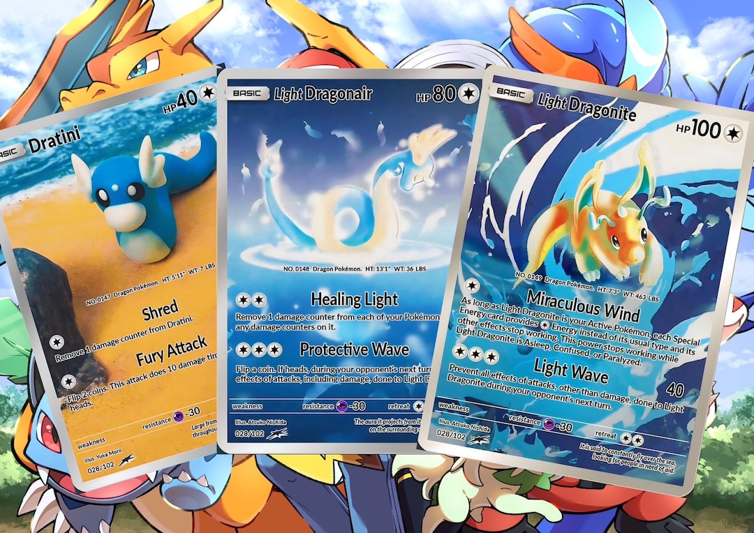 Light Dratini Dragonair Dragonite Ex Gx V Vstar Pokemon Custom Card ...