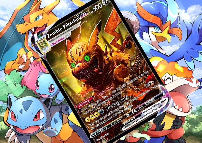 Zombie Pikachu Vmax Vstar Pokemon Custom Card Holographic - Etsy