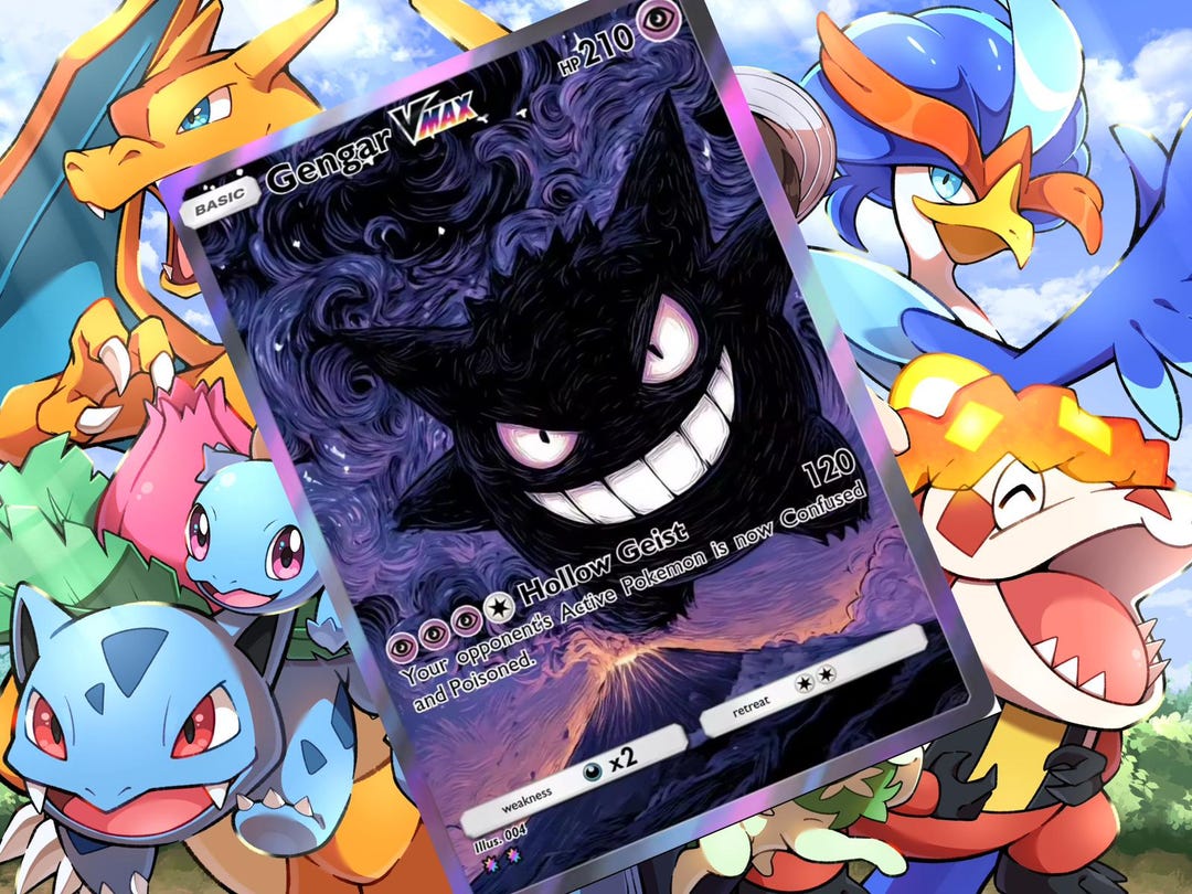 Gengar Vmax Ex V Gx Vstar Pokemon Custom Card Holographic - Etsy