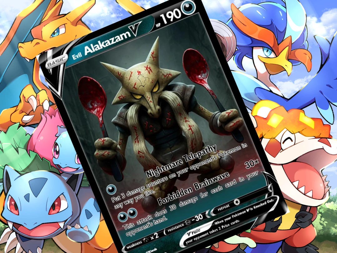 Evil Alakazam V Ex Gx Vstar Pokemon Custom Card Holographic - Etsy