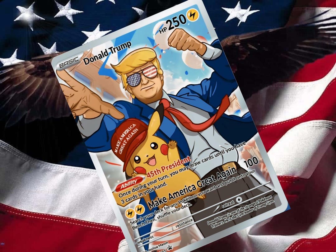 Donald Trump Pikachu Gx Vstar Ex Pokemon Custom Card Holographic - Etsy