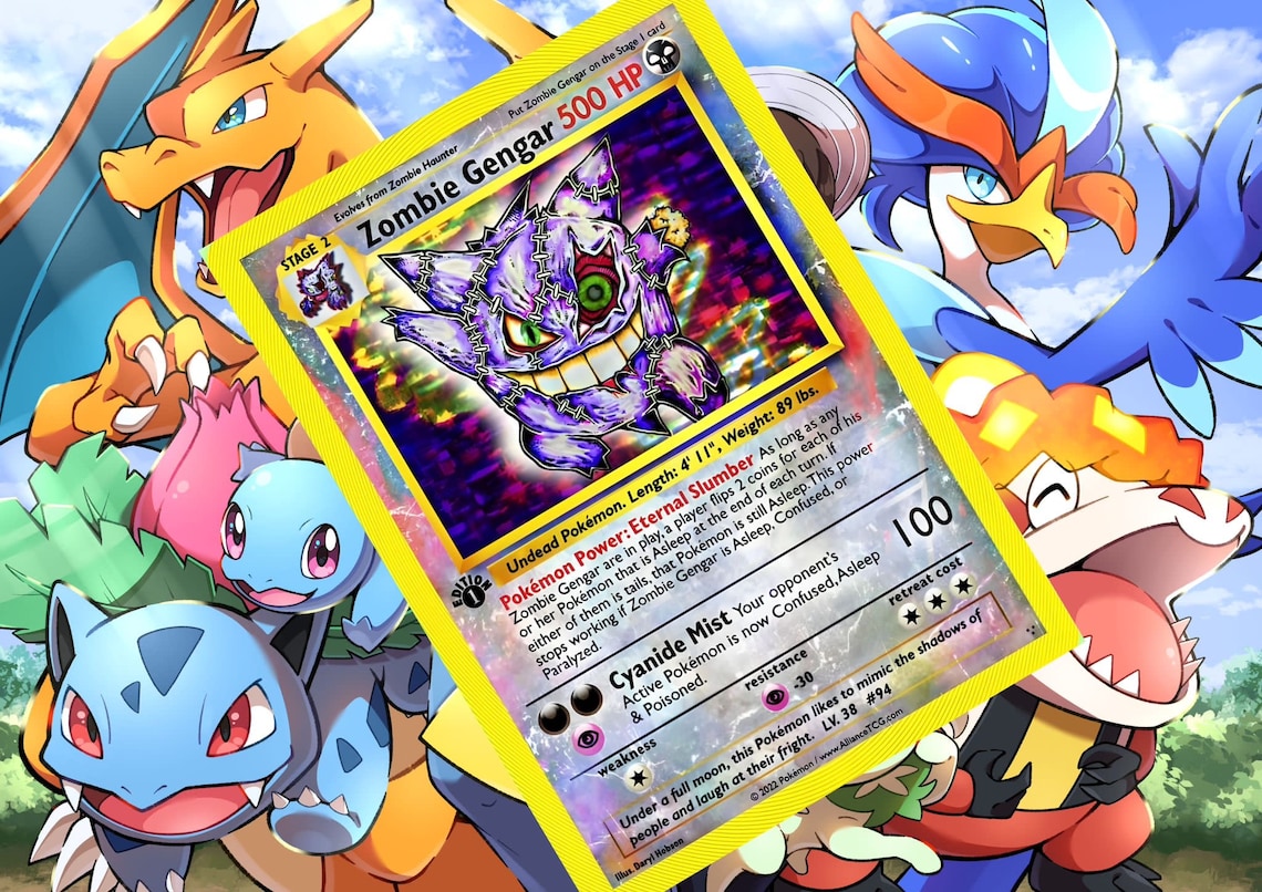 Zombie Gengar V Gx Vstar Ex Pokemon Custom Card Holographic - Etsy