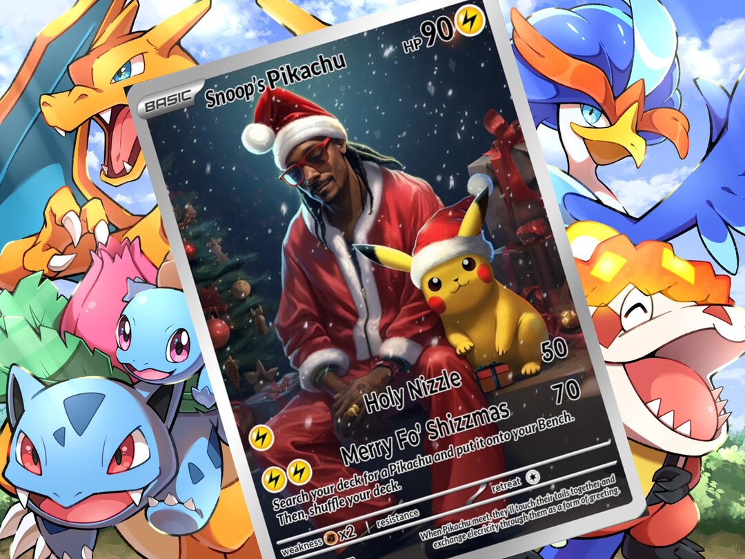 Snoop's Pikachu Ex Gx Vstar V Max Pokemon Custom Card Holographic ...