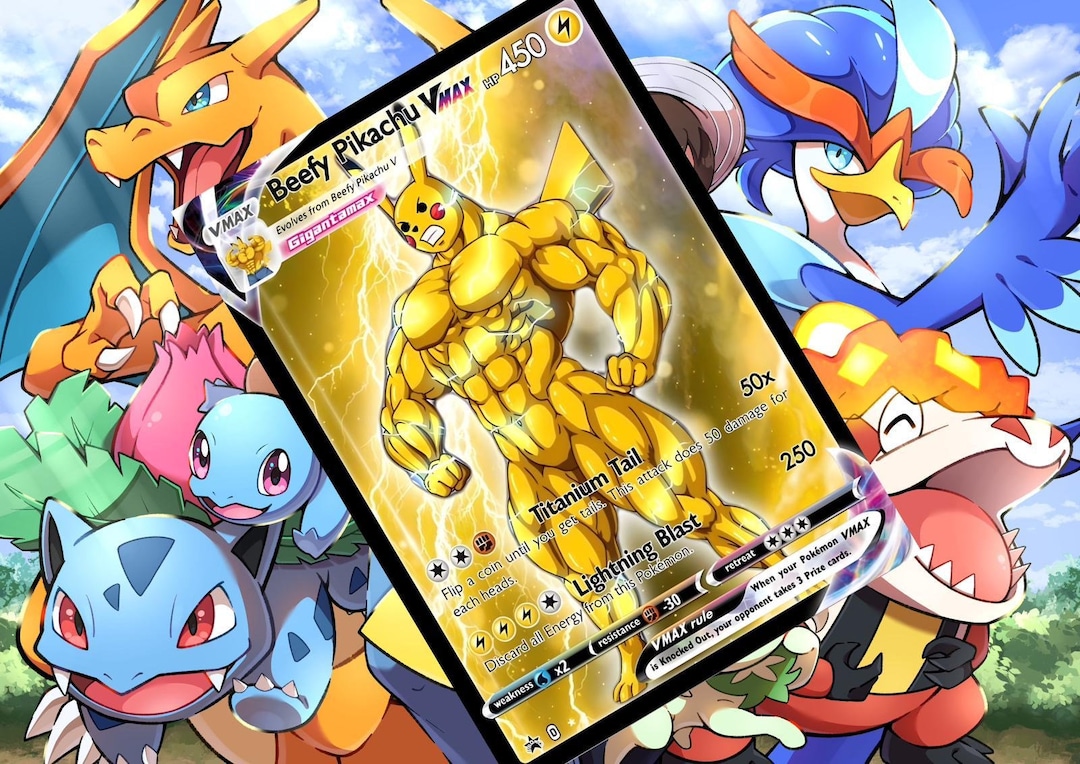 Beefy Pikachu Vmax Pokemon Custom Card Holographic - Etsy